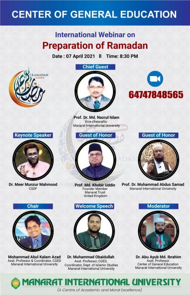 International Webinar on Preparation of Ramadan - Manarat International ...